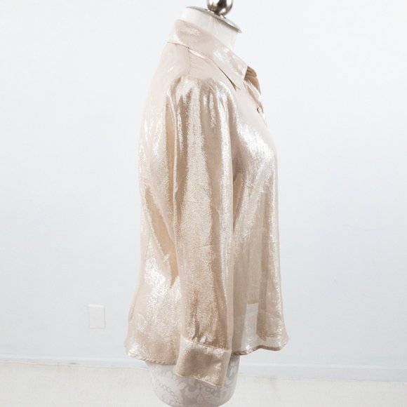 Vintage | Tops | Vintage Sparkly Silk Champagne Long Sleeved Blouse ...